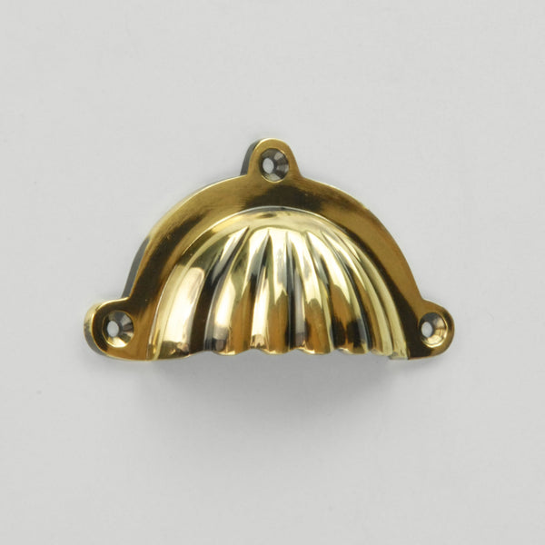 Antique Solid Brass Cabinet Kitchen Door Shell Cup Handle Drawer Pull ...