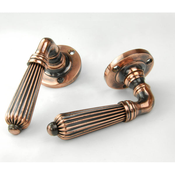 Vintage Regency Reeded Lever Door Handles - Antique Copper – JonesandGrey