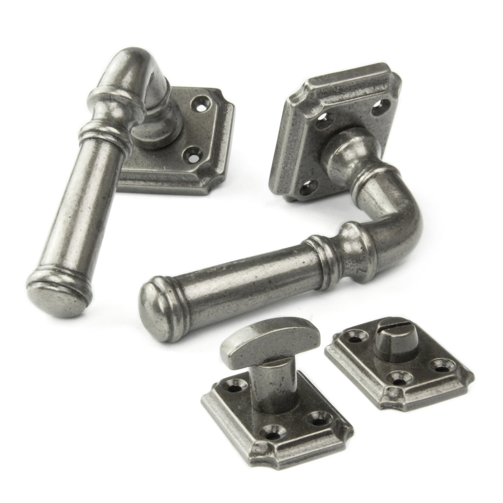Vintage Style Cast Iron Lever Door Handles on a Square Rose - Pewter ...