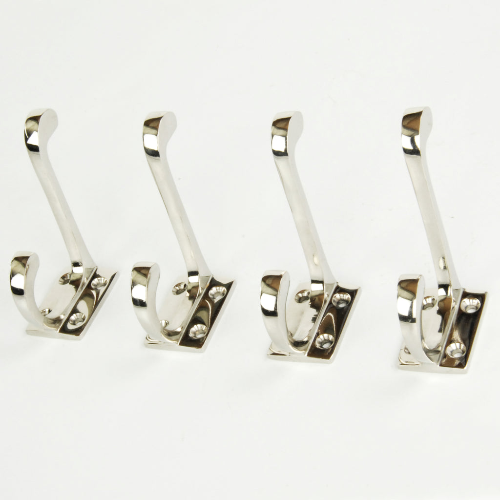 Set of 4 Solid Brass Polished Nickel Wall Hooks Coat Rack – JonesandGrey