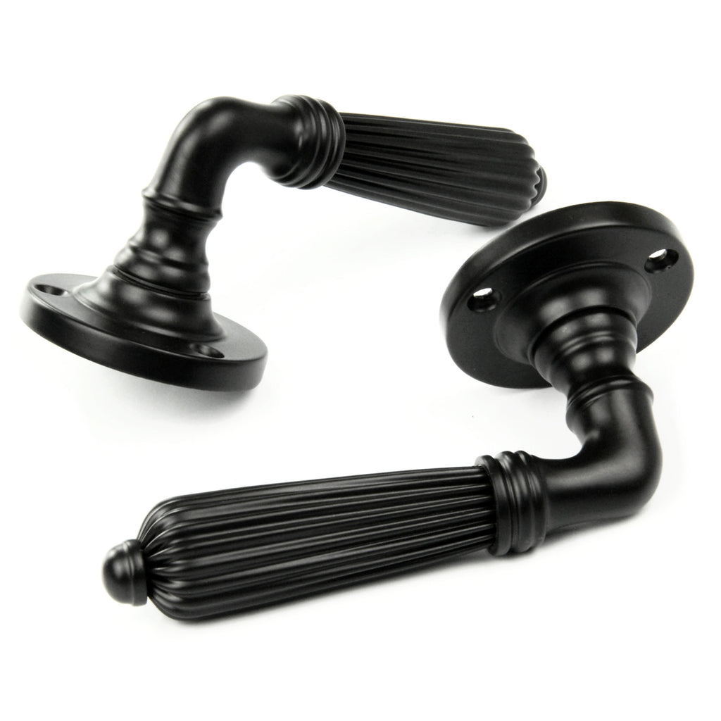 Vintage Regency Style Reeded Lever Door Handles - Satin Black ...