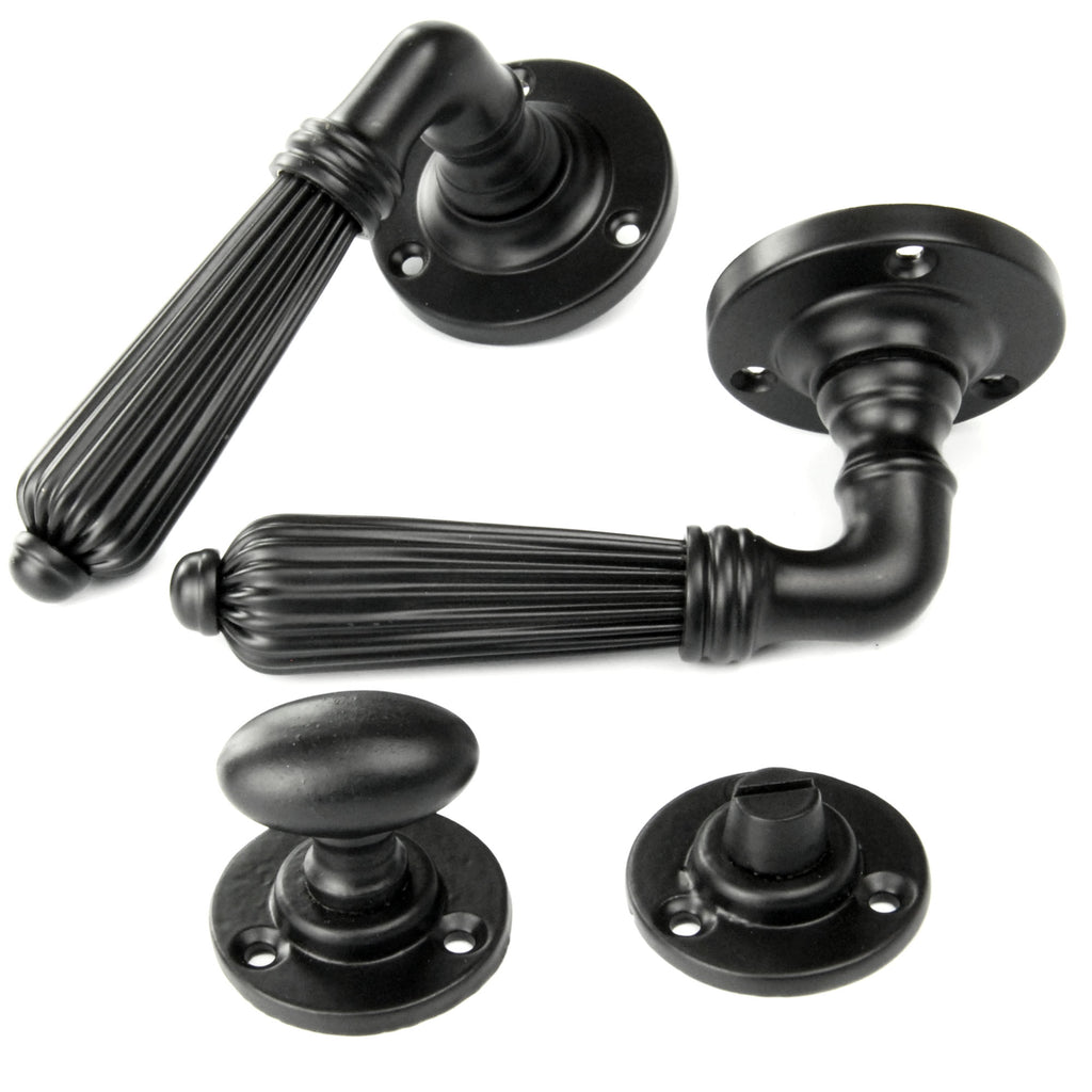 Vintage Regency Style Reeded Lever Door Handles - Satin Black ...