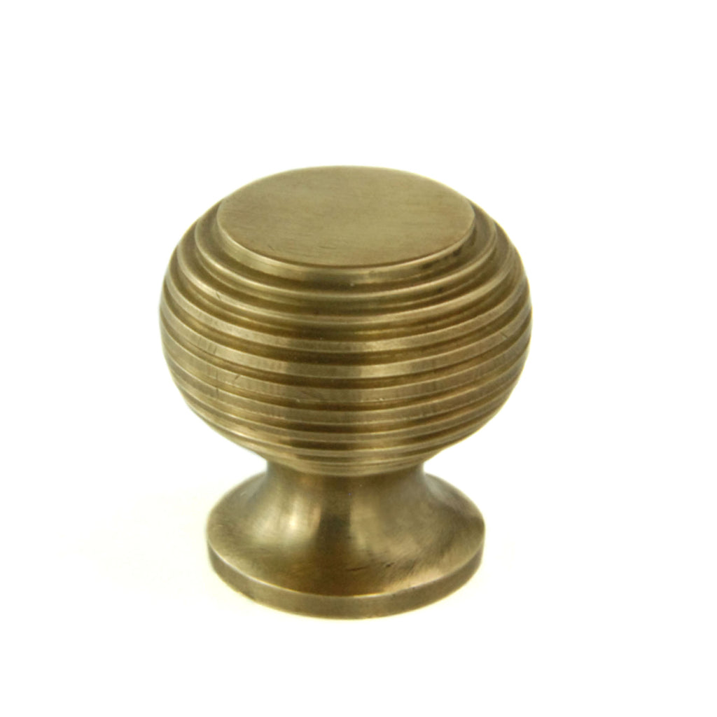 Set of 4 Unlacquered Reeded Solid Brass Knobs Handles Kitchen Door Dra ...