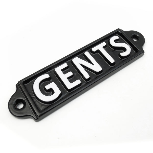 A 'GENTS' Vintage Cast Iron Style Metal Sign Black & White – JonesandGrey