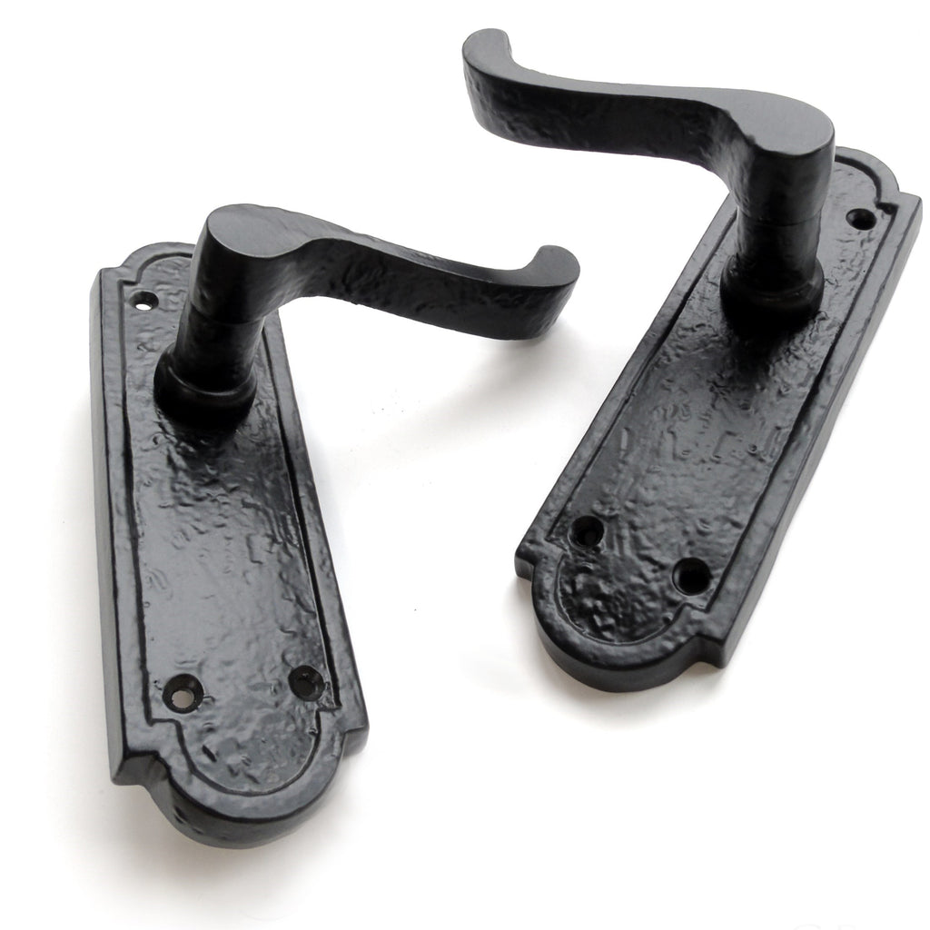 Antique Style Black Cast Iron Scroll Lever Latch Door Handles ...