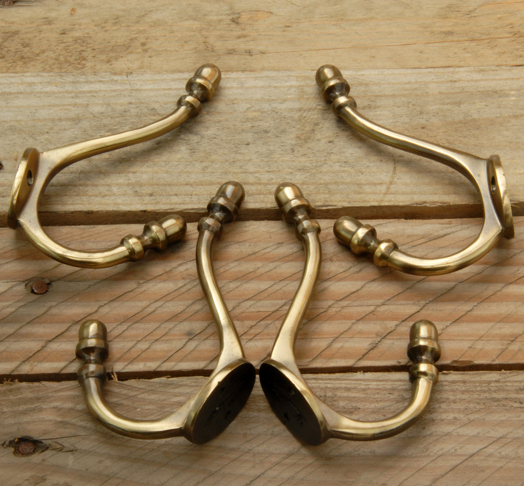 Vintage Style Solid Antique Brass Acorn Double Wall Coat Rack Hooks ...