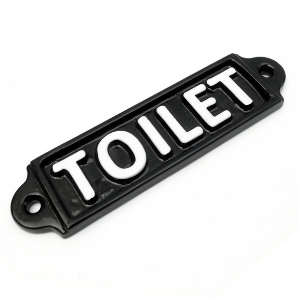 A 'TOILET' Vintage Cast Iron Style Metal Sign Black & White – JonesandGrey